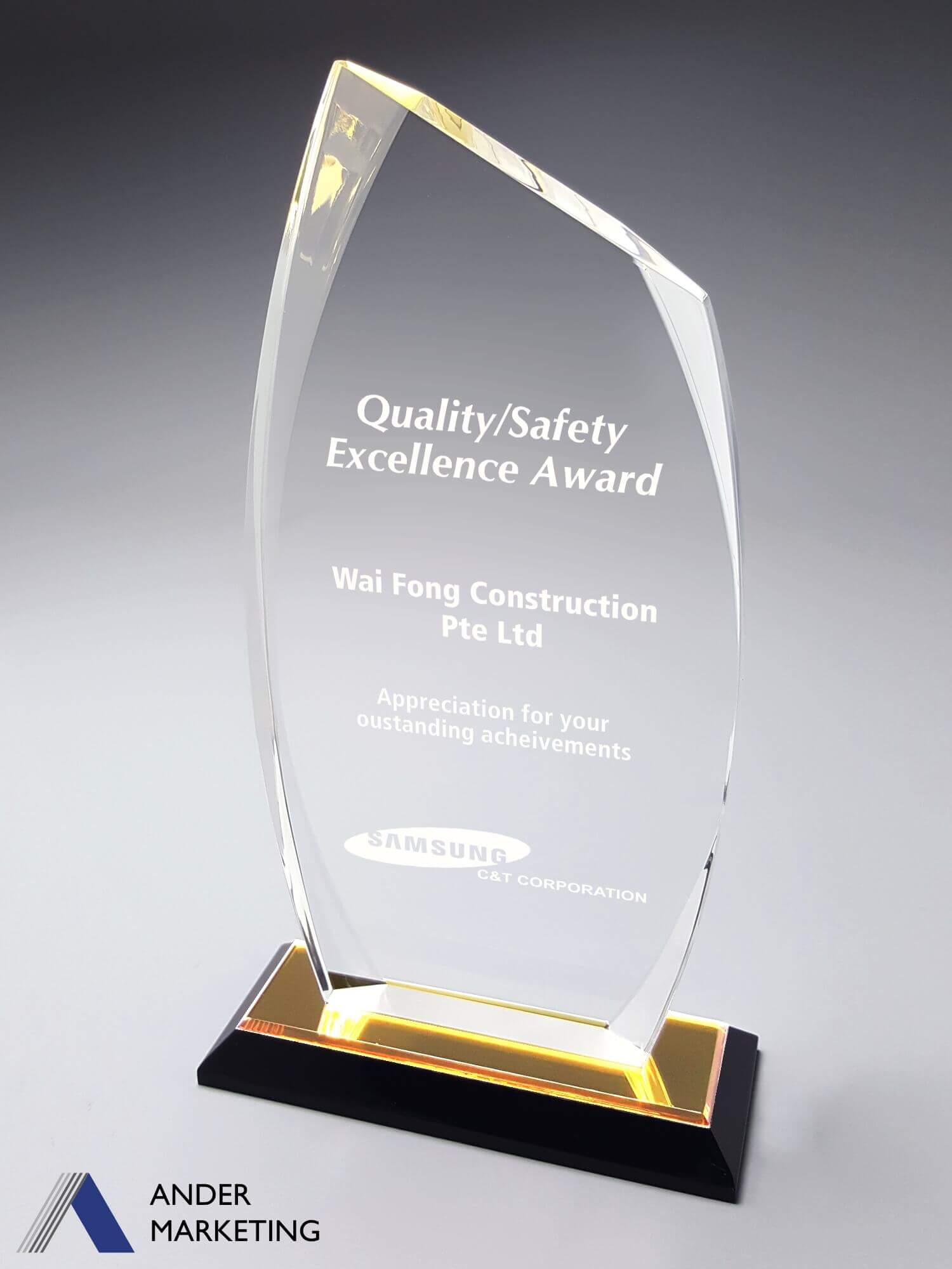 A-24 Acrylic Trophy Award | Ander Marketing Singapore