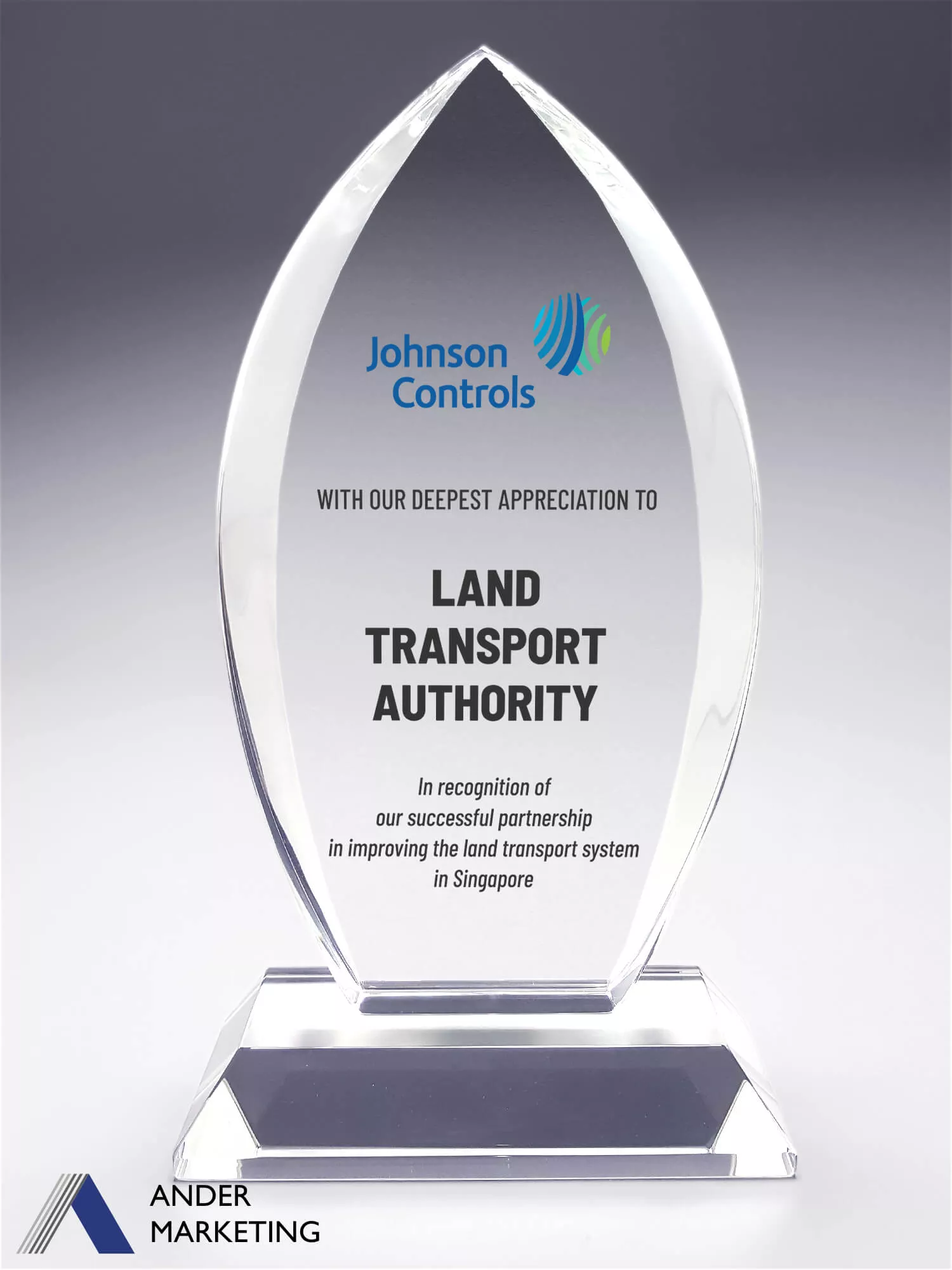 CA-272 Crystal Trophy Award | Ander Marketing Singapore