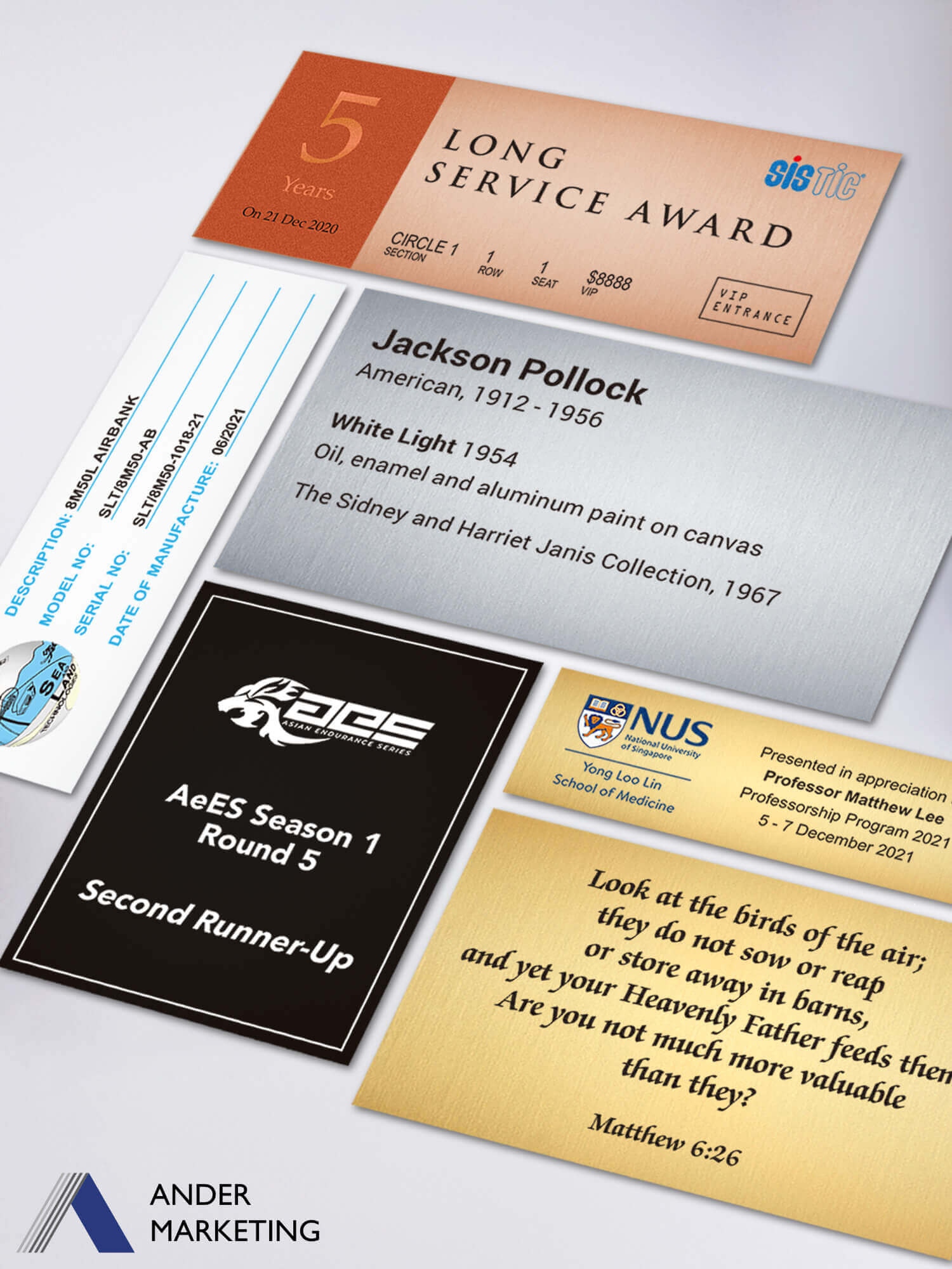 METAL PLATE Plaque | Ander Marketing Singapore