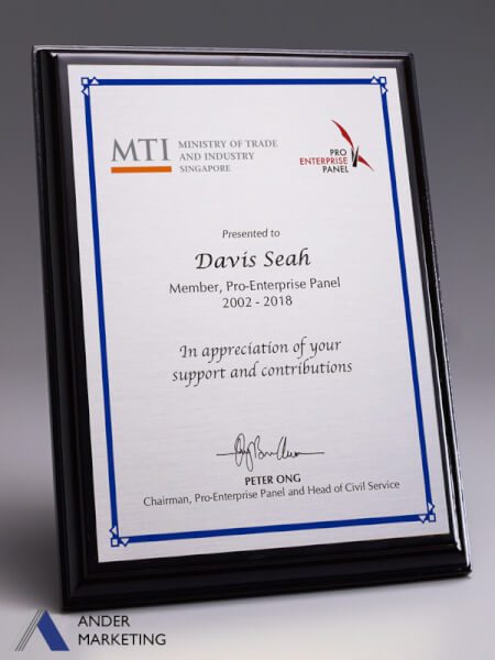 PW-CERT Wooden Certificate Plaques | Ander Marketing Singapore