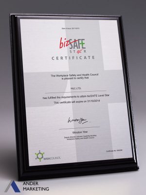 PW-CERT Wooden Certificate Plaques | Ander Marketing Singapore